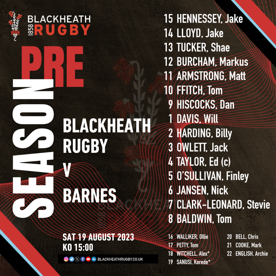 Barnes pre-season - Blackheath Rugby