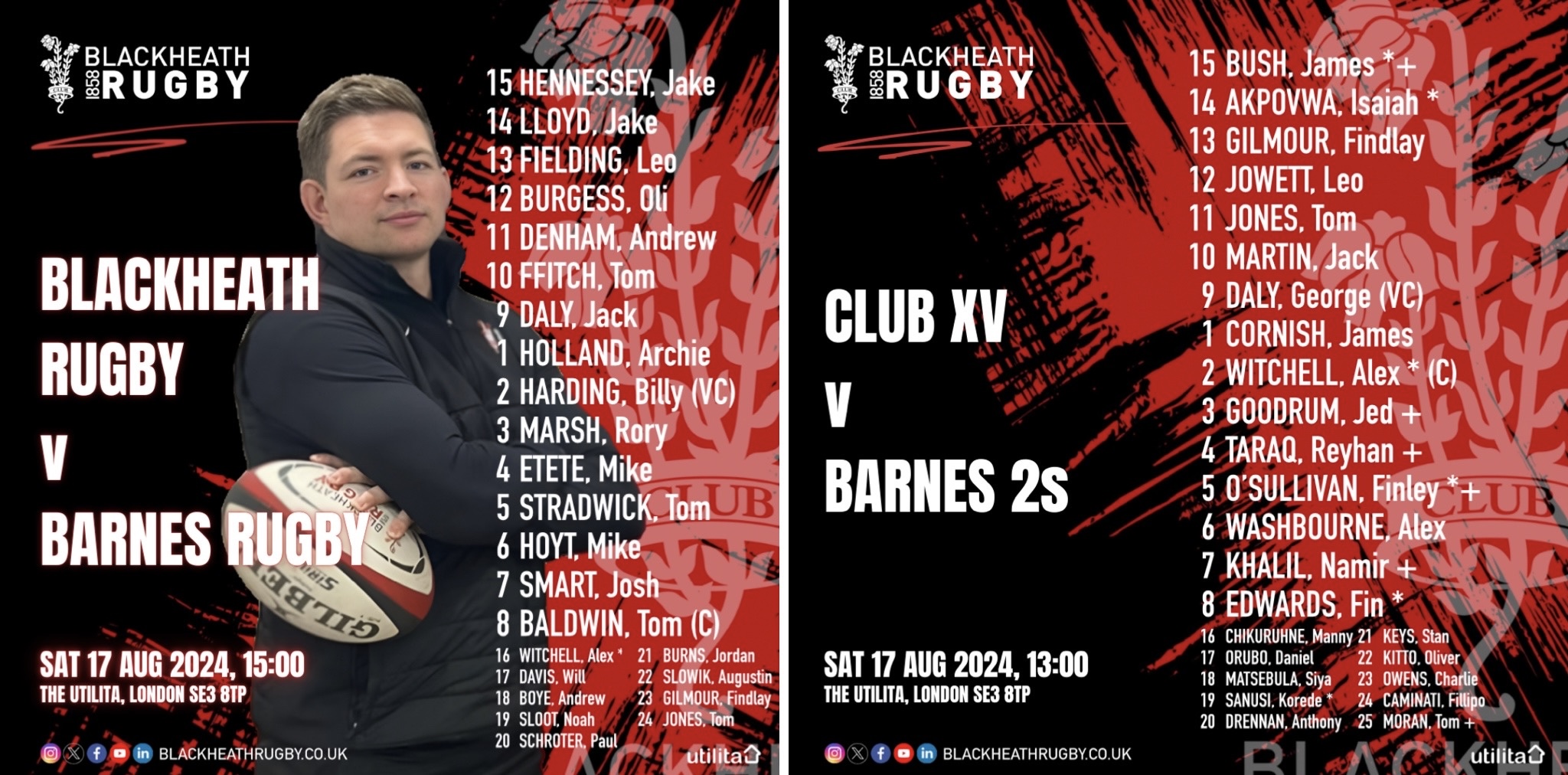 Club v Barnes pre-season - Squad lists - Blackheath Rugby